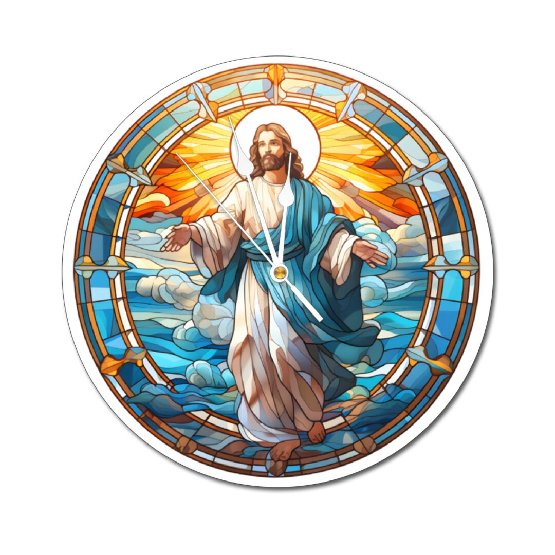 Stained Glass Jesus Wall Clock - Etsy
