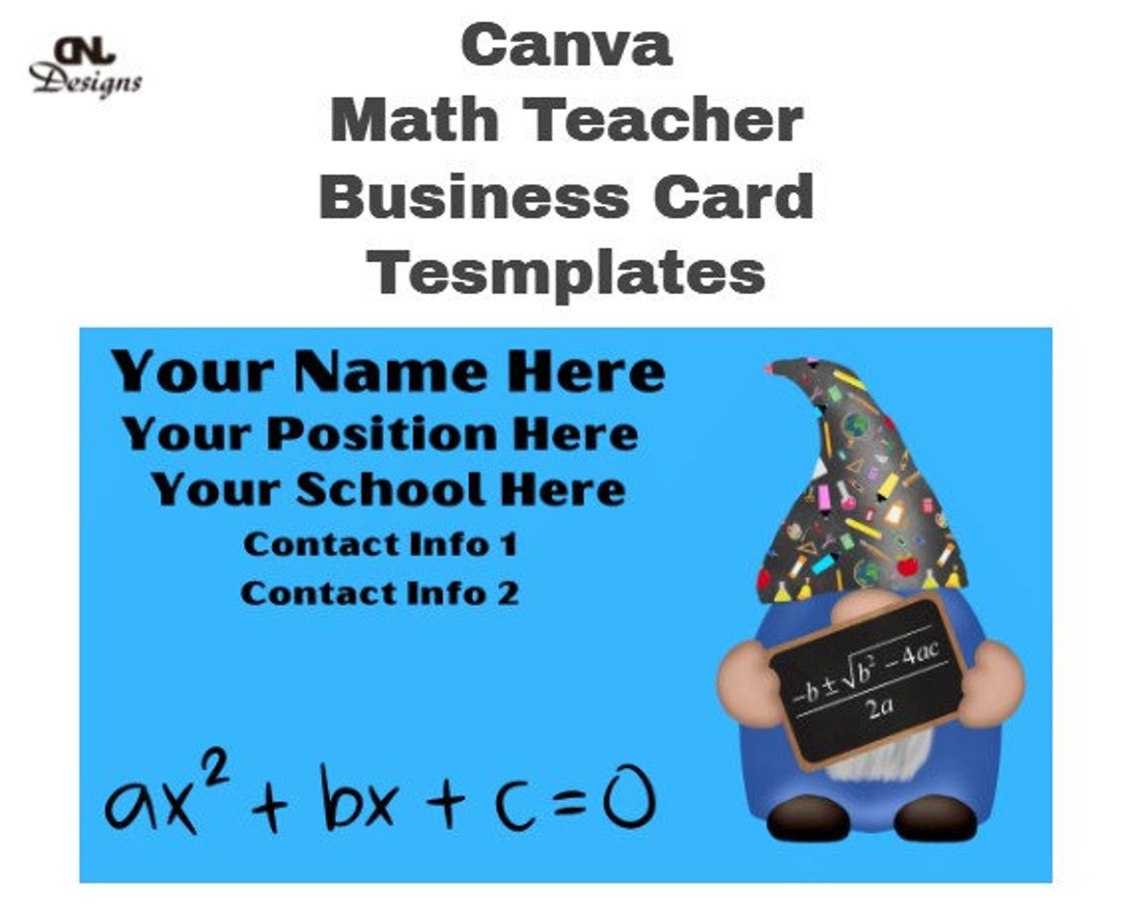 Canva Math Teacher Business Card Templates - Etsy