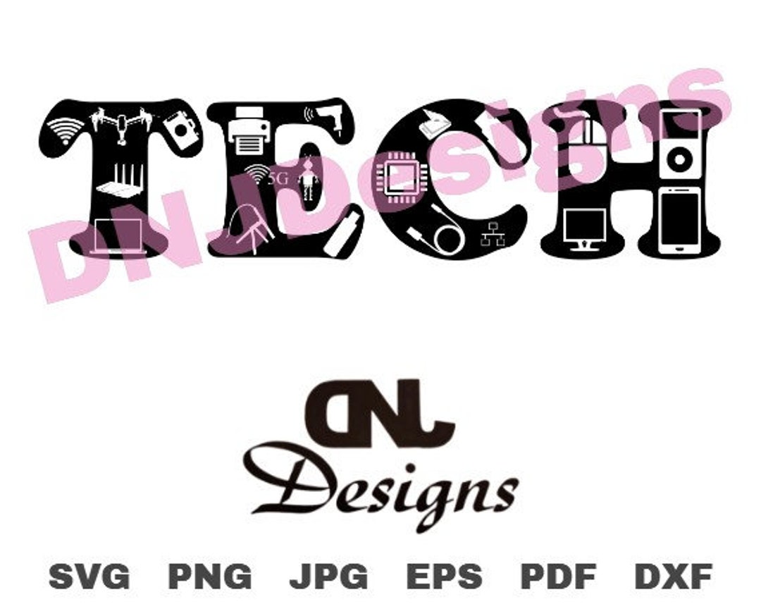 TECH Word Art Cut File Pack, Technology Word Art, Tech Buff, Tech Nerd ...
