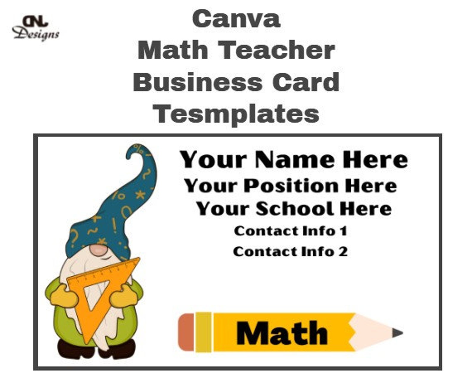 Canva Math Teacher Business Card Templates - Etsy