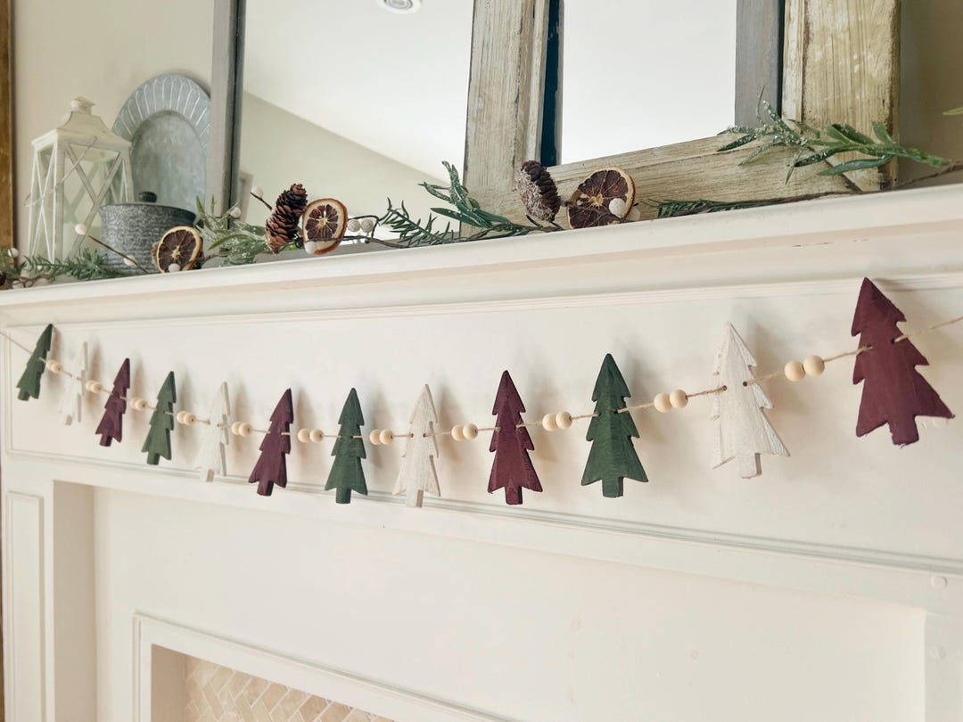Rustic Wooden Christmas Tree Garland: Holiday Mantel Decor DIY Kit - Etsy