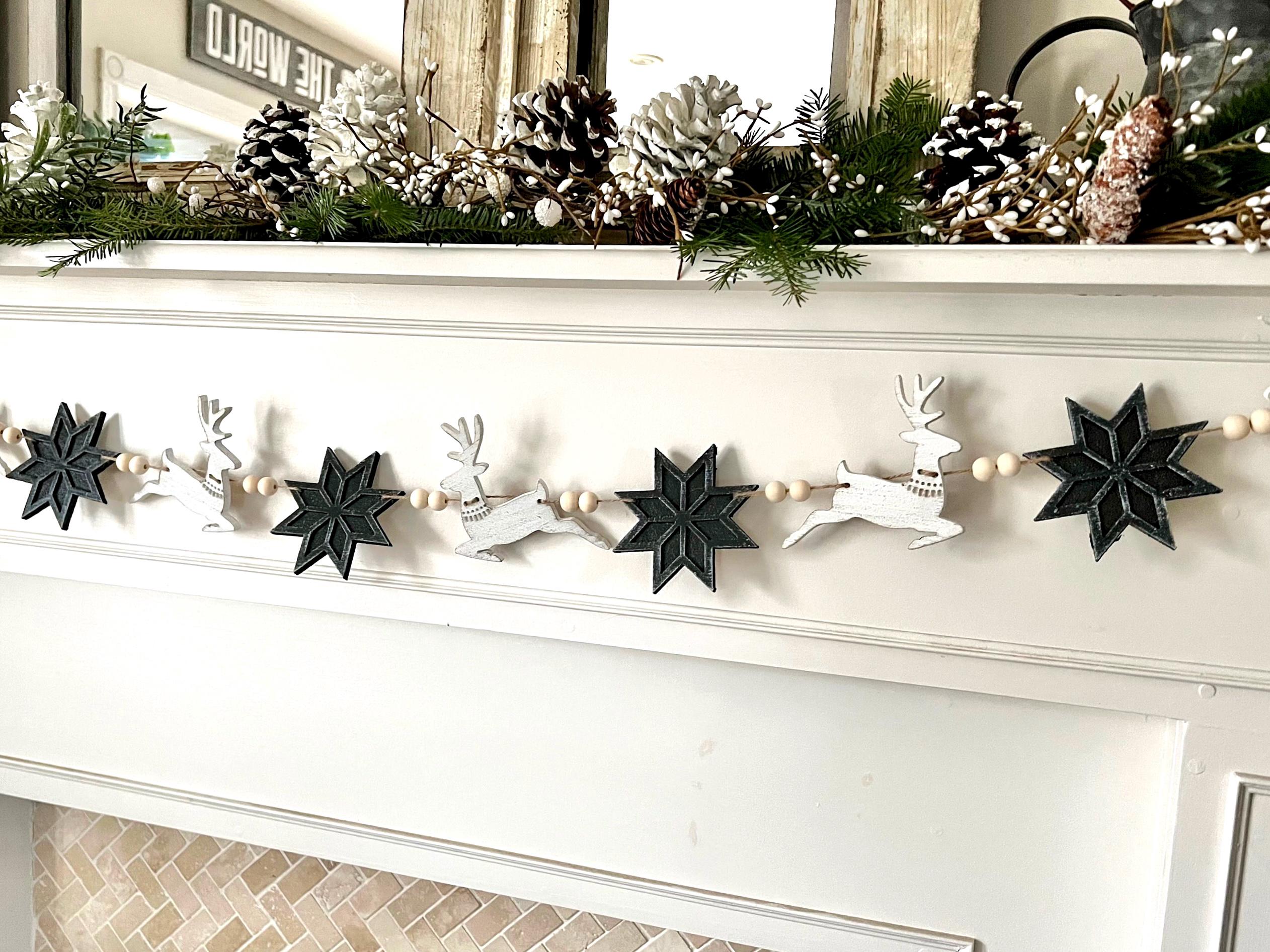 Nordic Reindeer Garland for Winter Decoration, Christmas Holiday Mantle ...