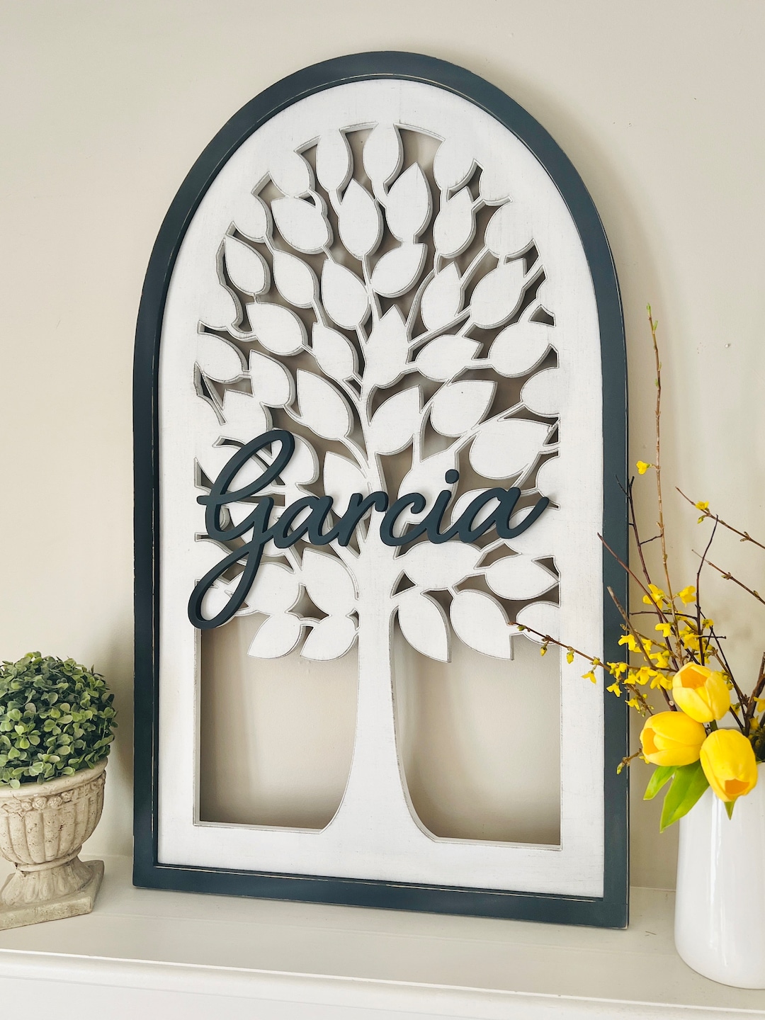 Custom Family Tree Sign, Farmhouse Style Decor Personalized With Last ...