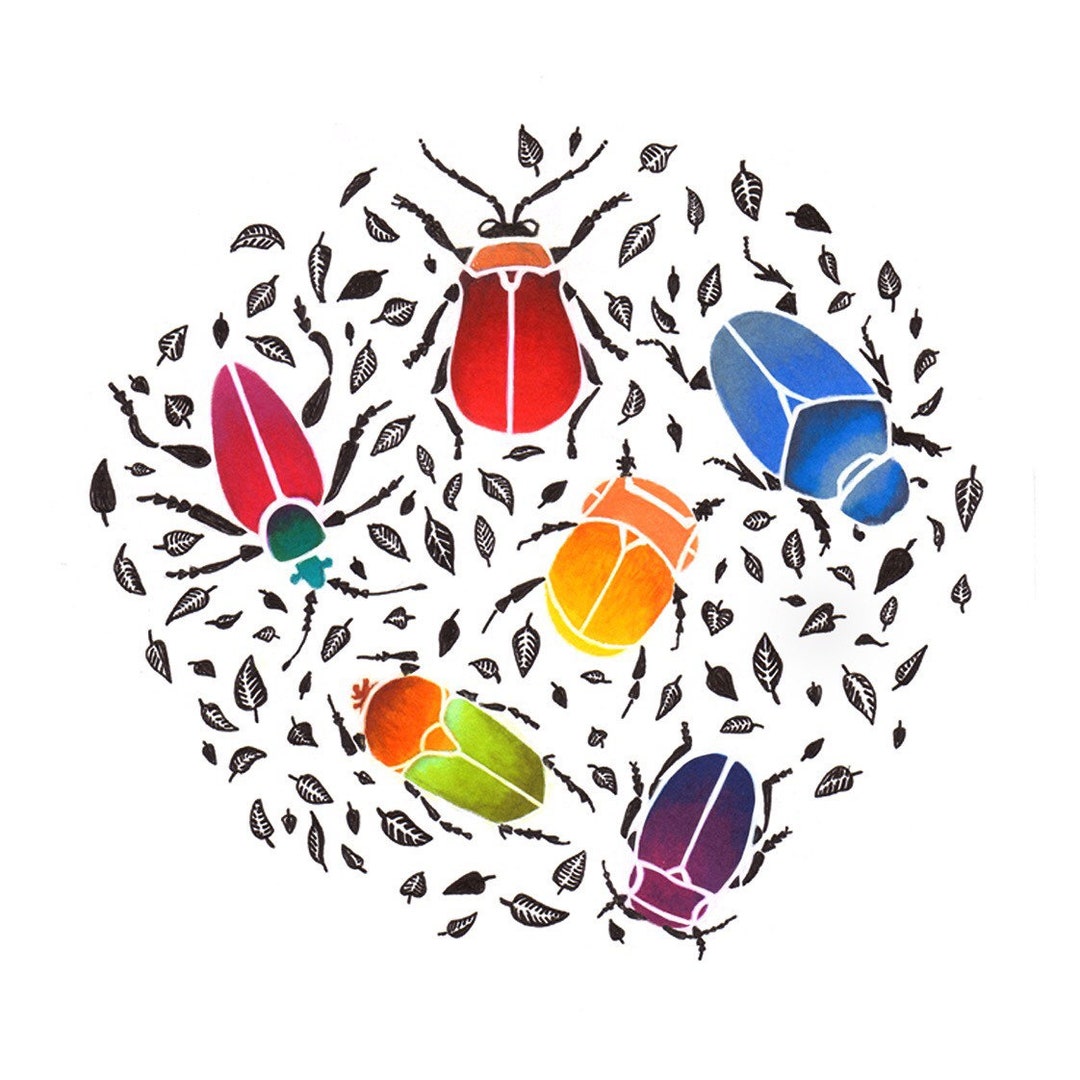 Little Bright Beetle Print - Etsy