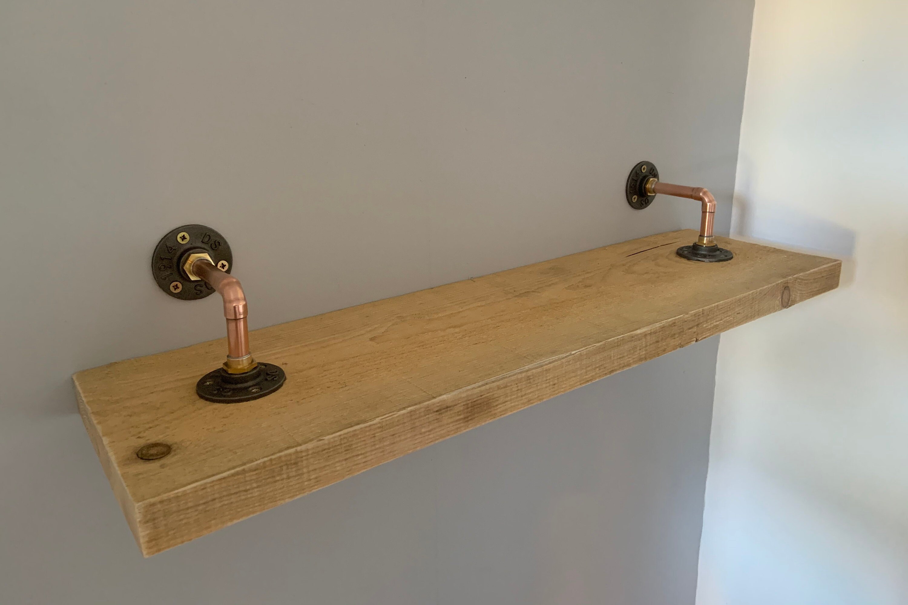 Copper Pipe Brackets With Shelf | Etsy UK