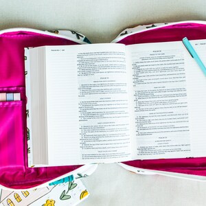Church Floral Bible Cover Case With Handles Pink Blue and Yellow Flower ...