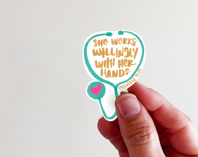 She Works Willingly With Her Hands Sticker, Nurse Stickers Laptop ...