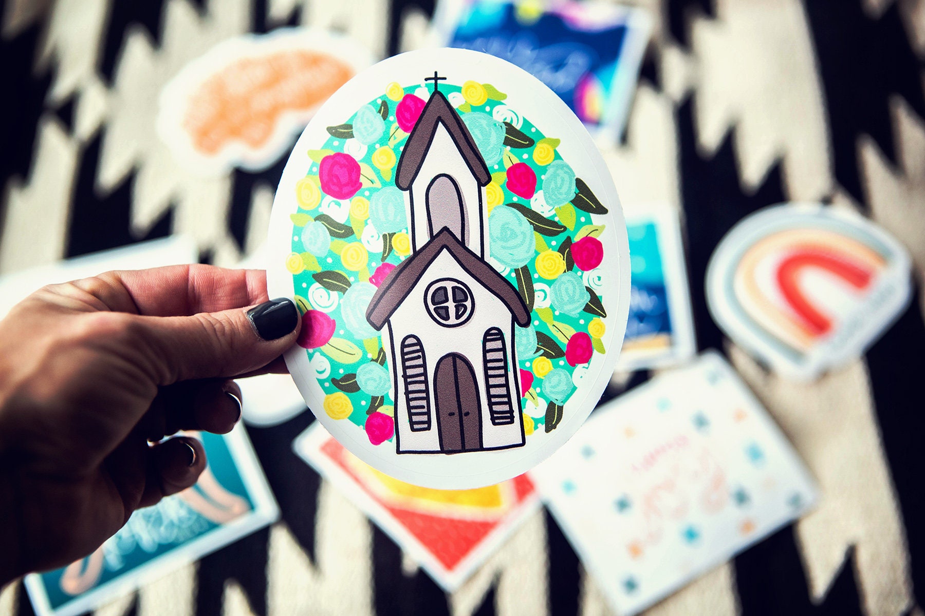 Church and Floral Vinyl Sticker perfect for laptops | Etsy