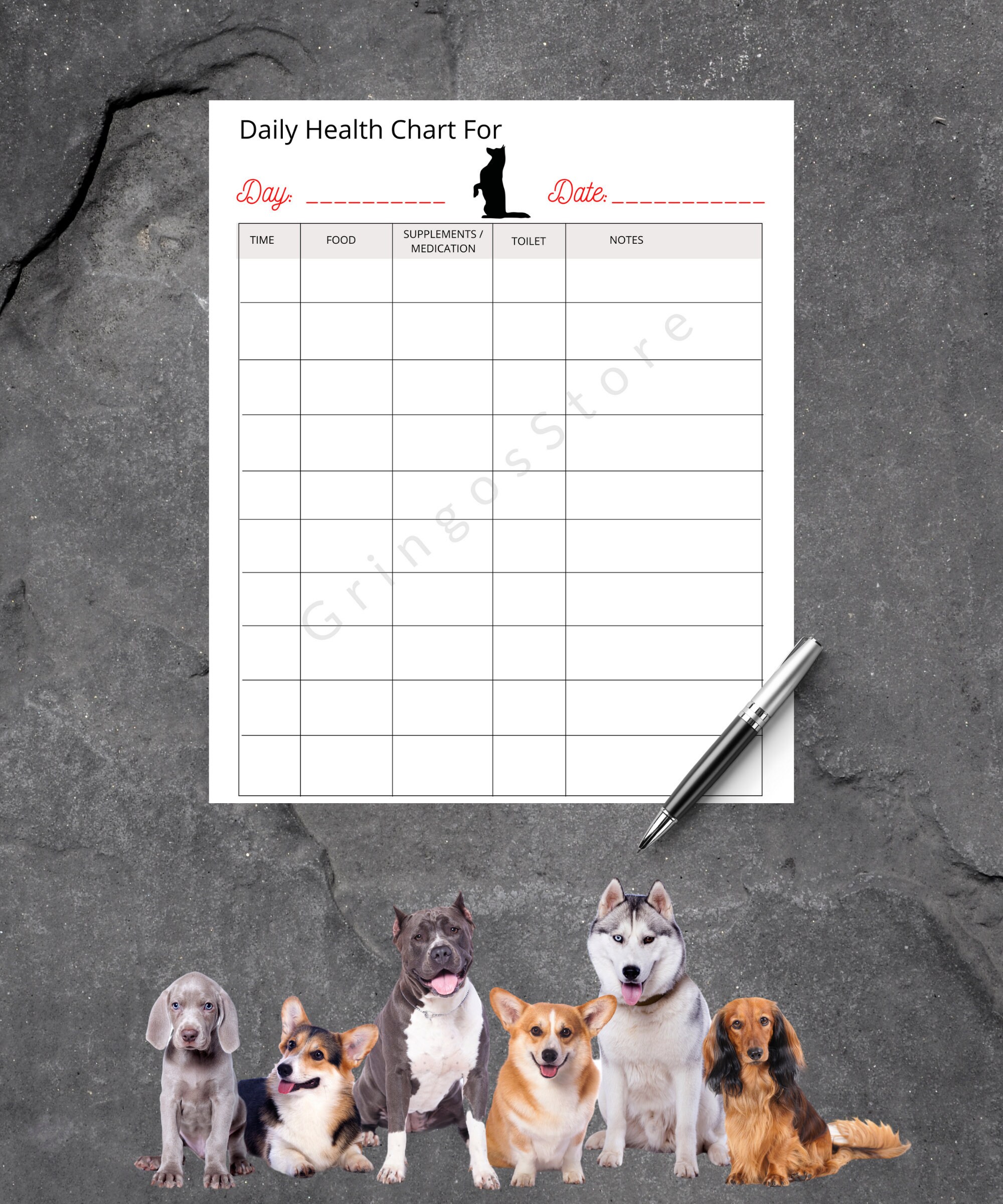 Printable Daily Dog Health Tracker / Medical Journal. Record | Etsy