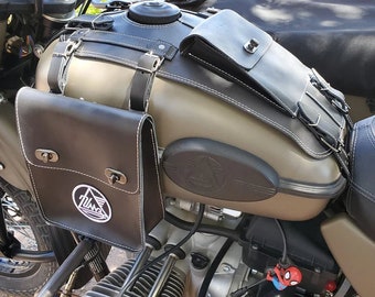 URAL Fuel Tank Gas Bags Genuine Leather With Hole for Toolbox and 2 ...