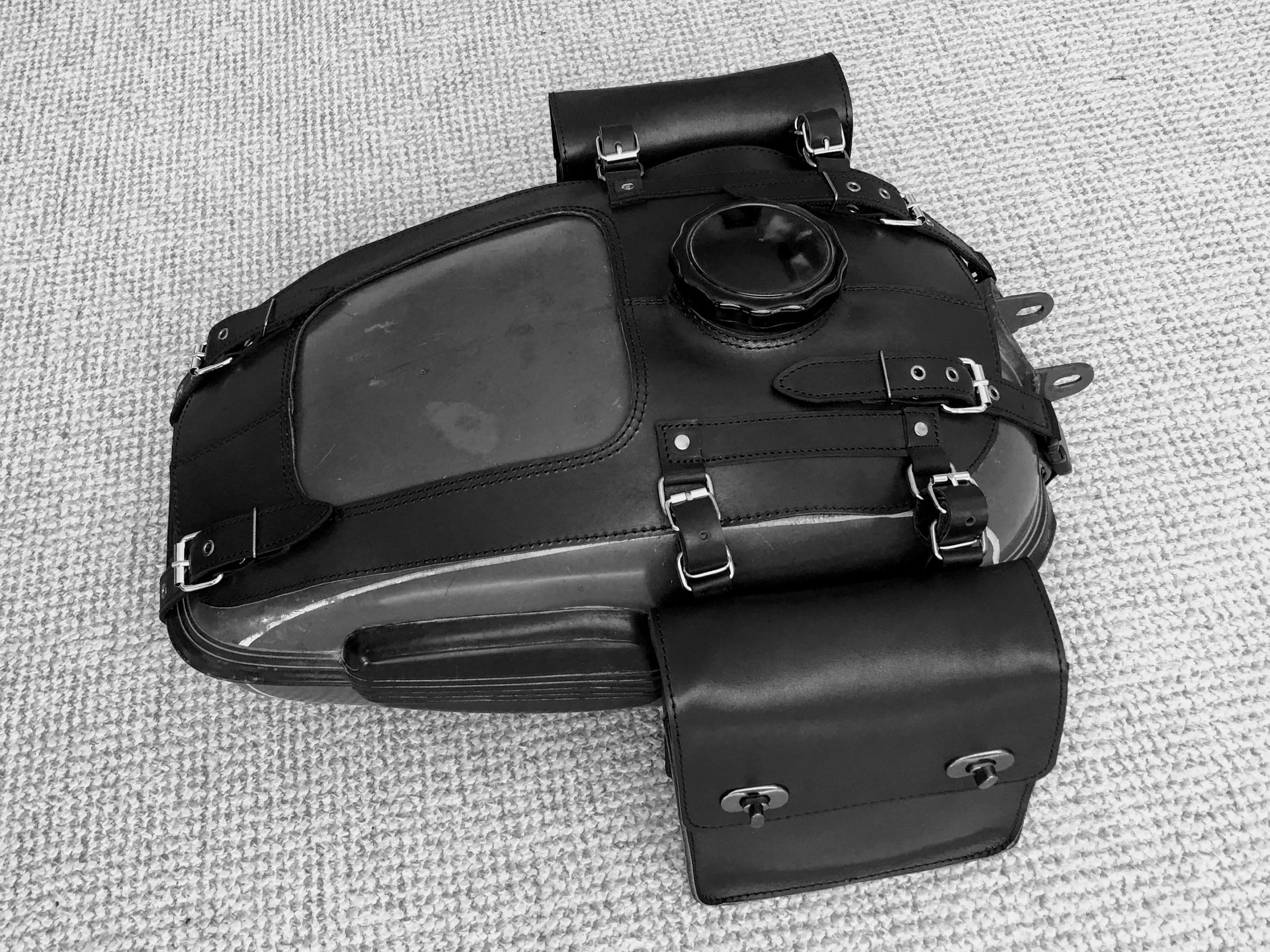 URAL fuel tank gas bags Genuine Leather with hole for toolbox | Etsy