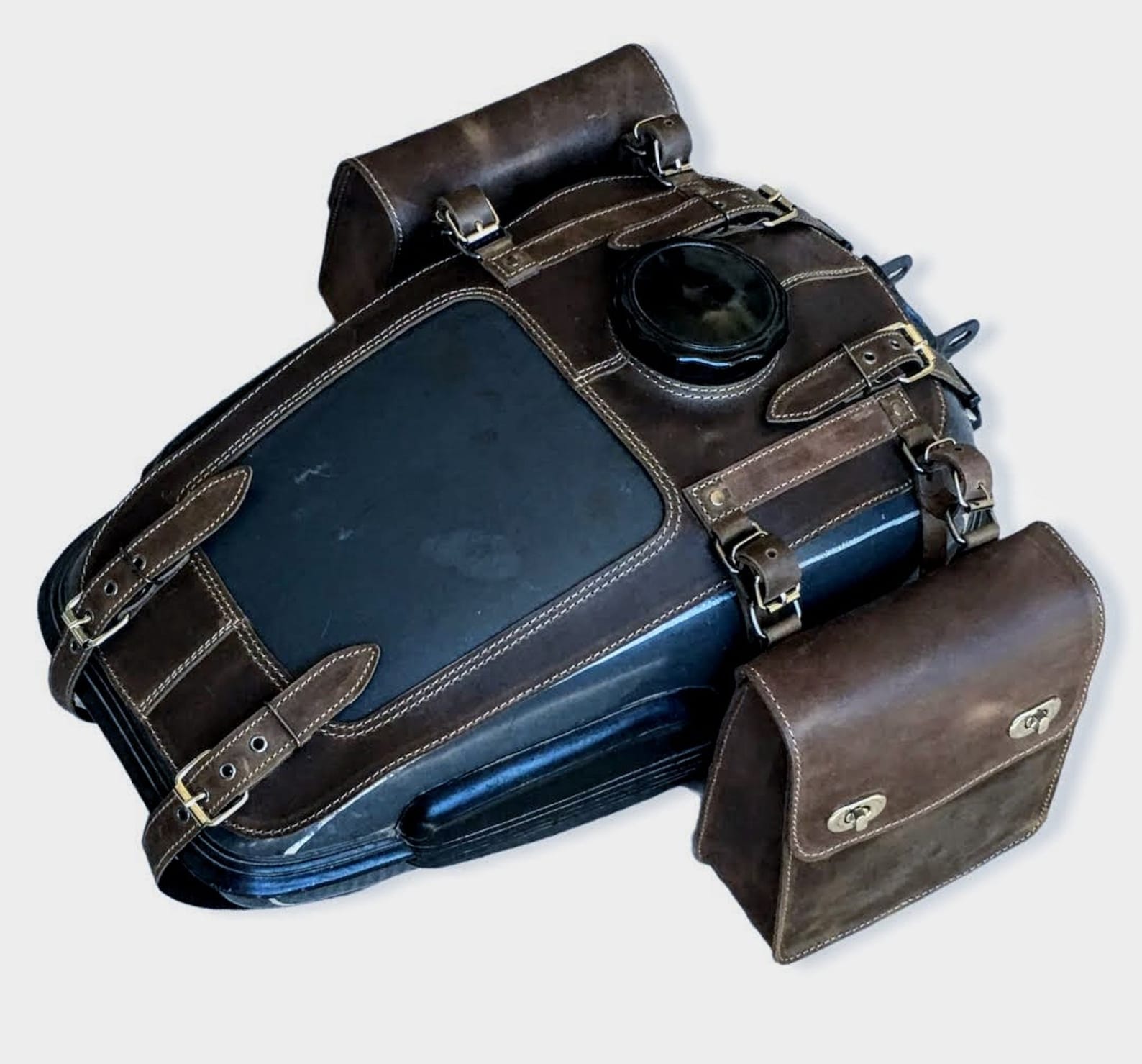 URAL Fuel Tank Gas Bags Genuine Leather With Hole for Toolbox and 2 ...
