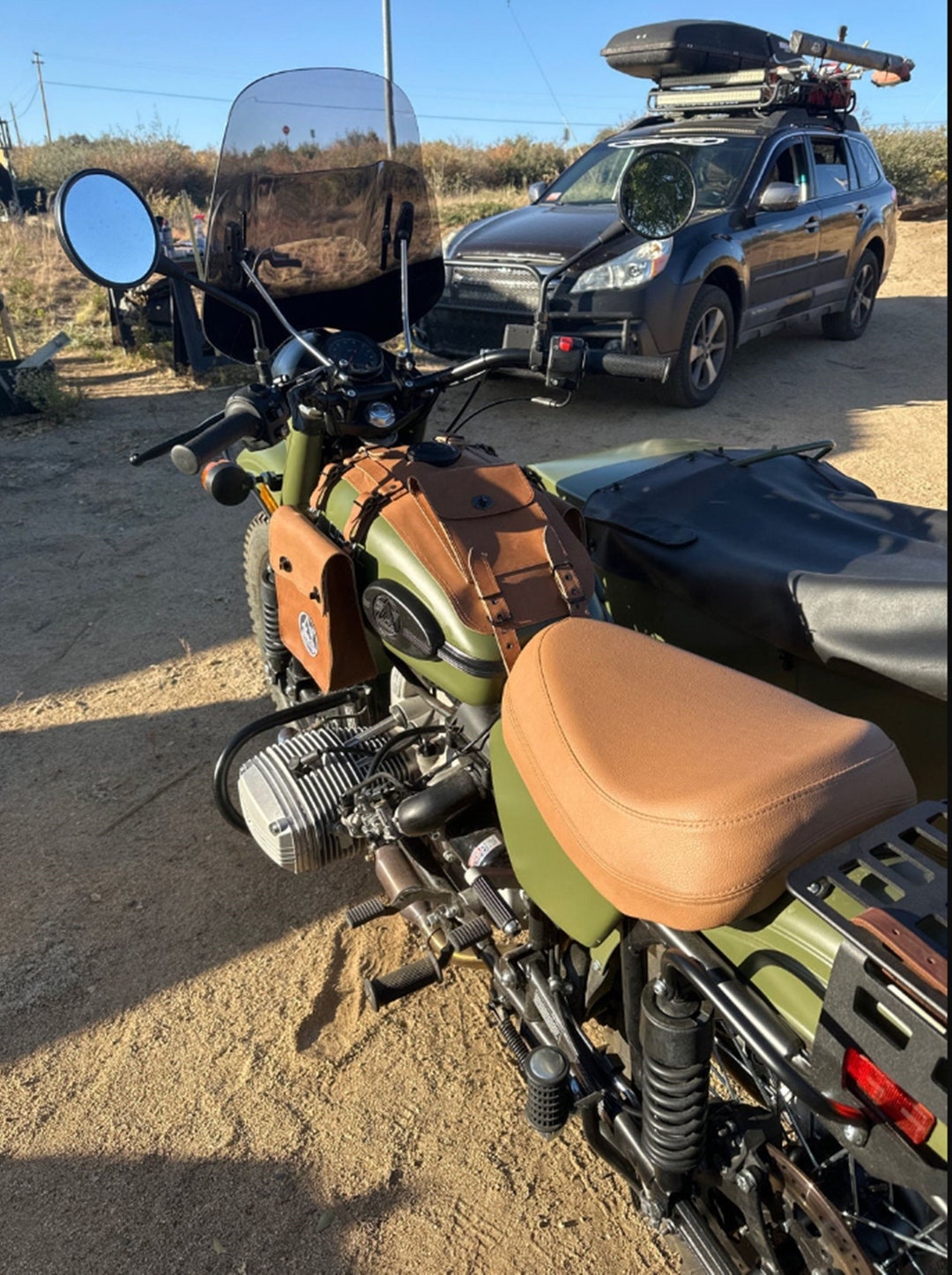 URAL Fuel Tank Gas Cover Genuine Leather With 1 Pocket and 2 Detachable ...