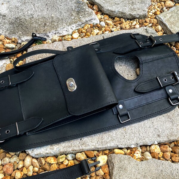 Motorcycle Tank Bag Black PU Leather Flame Gas Fuel Tank Panel Bib For ...