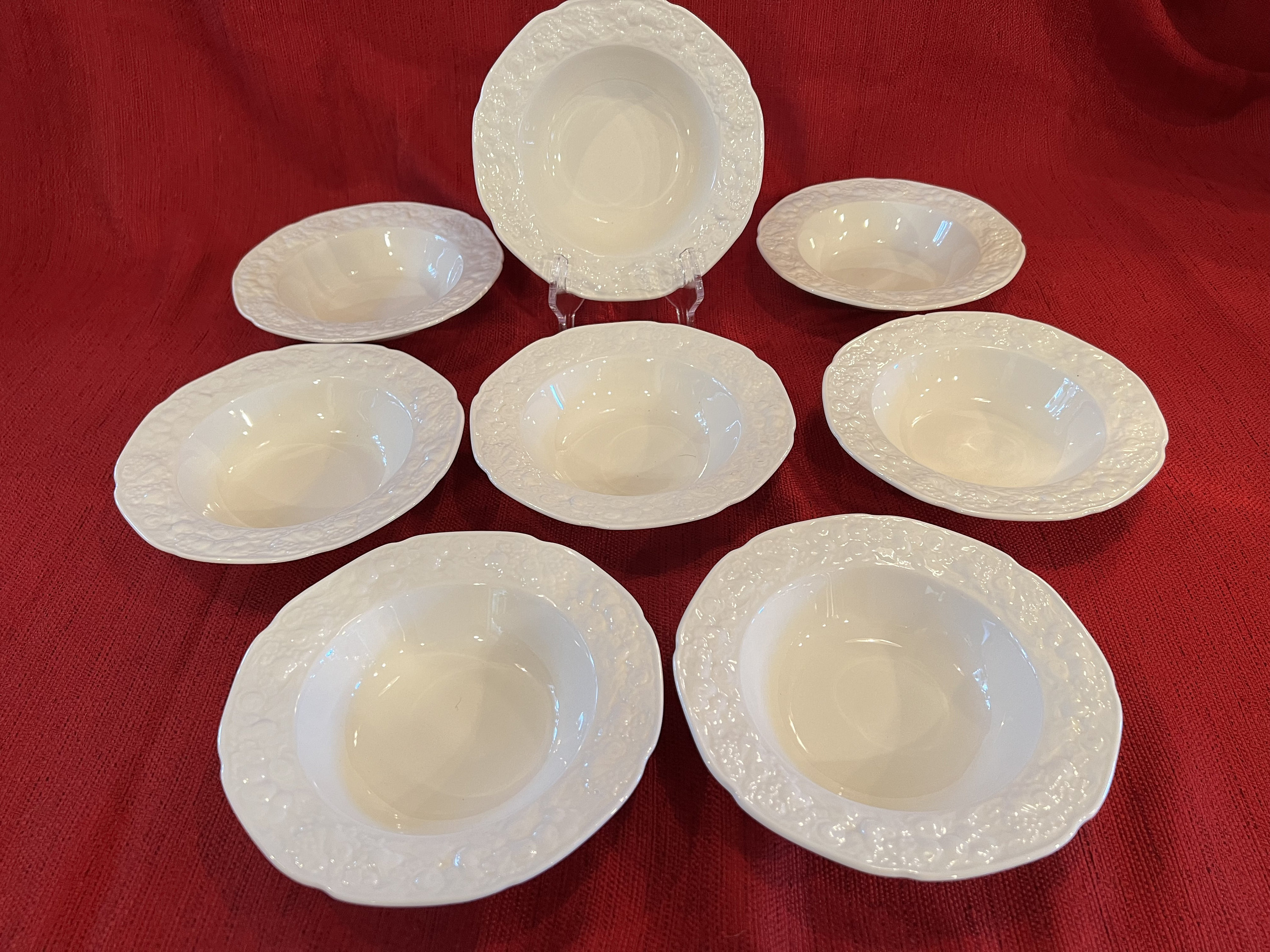 Crown Ducal English Ironstone Florentine White, Embossed Rim, Scalloped ...