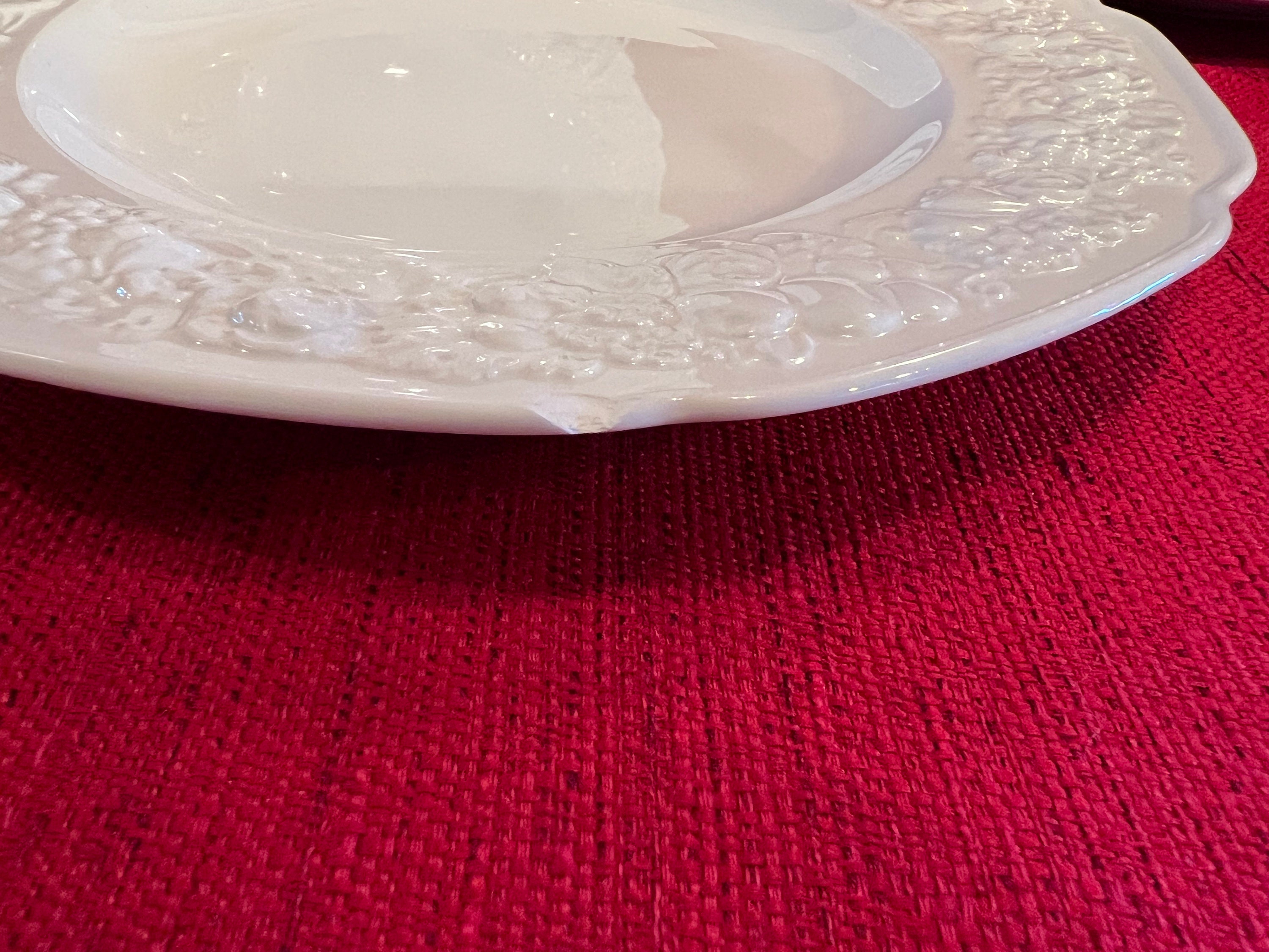 Crown Ducal English Ironstone Florentine White, Embossed Rim, Scalloped ...
