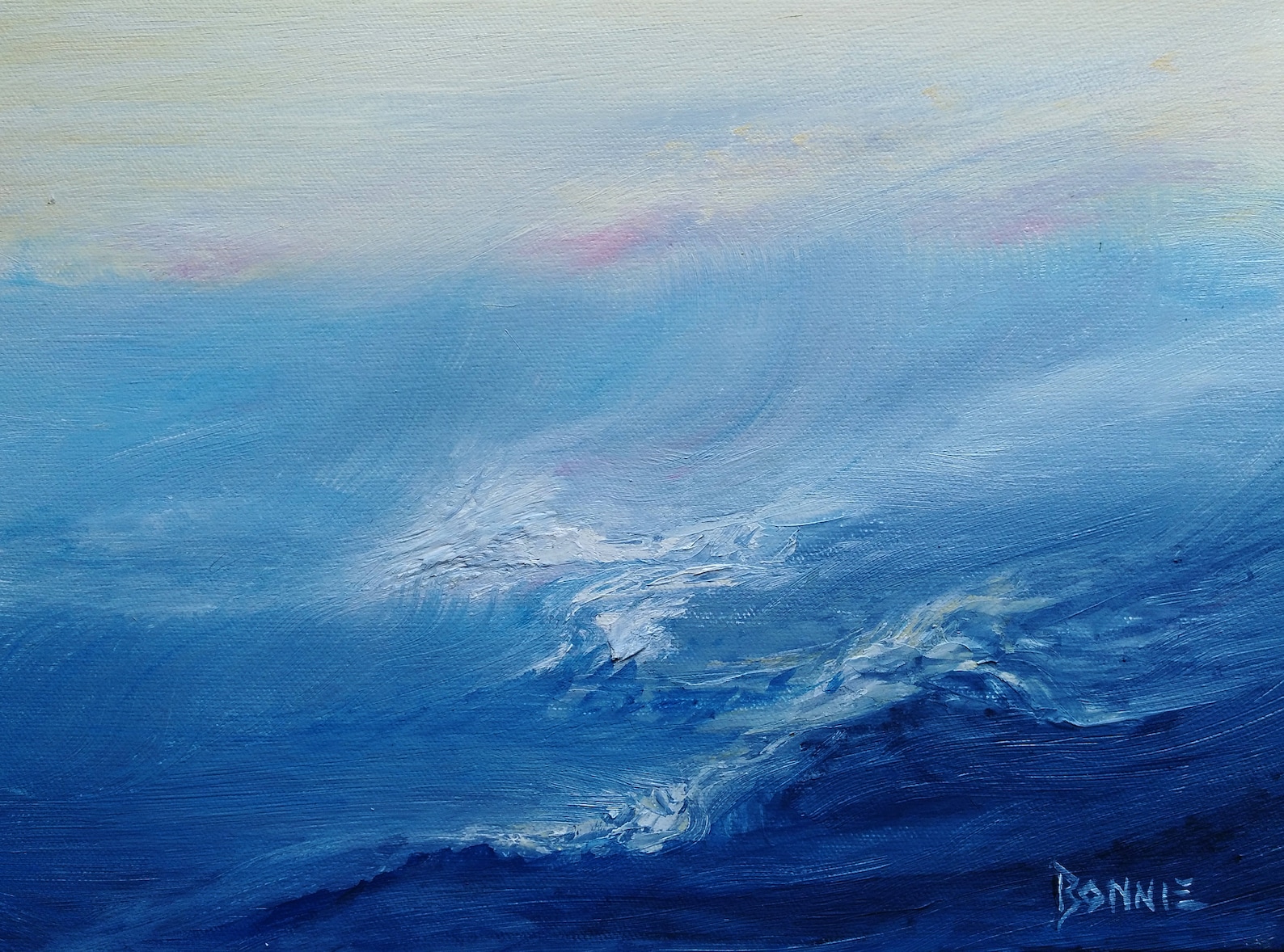 Sound Waves, Original, Oil Painting on Canvas, by Bonnie Kat, 12" X 9 ...