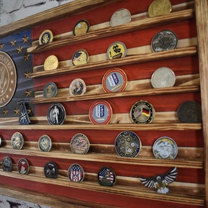 Army Challenge Coin Display Rack Holder - Rustic Army American Flag ...
