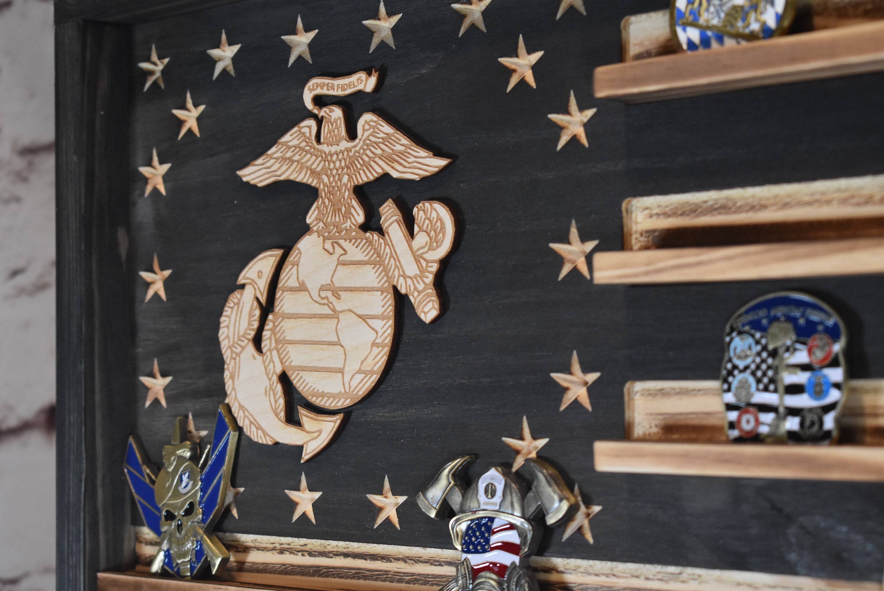 Marines Challenge Coin Display Rack Holder Rustic Marines | Etsy