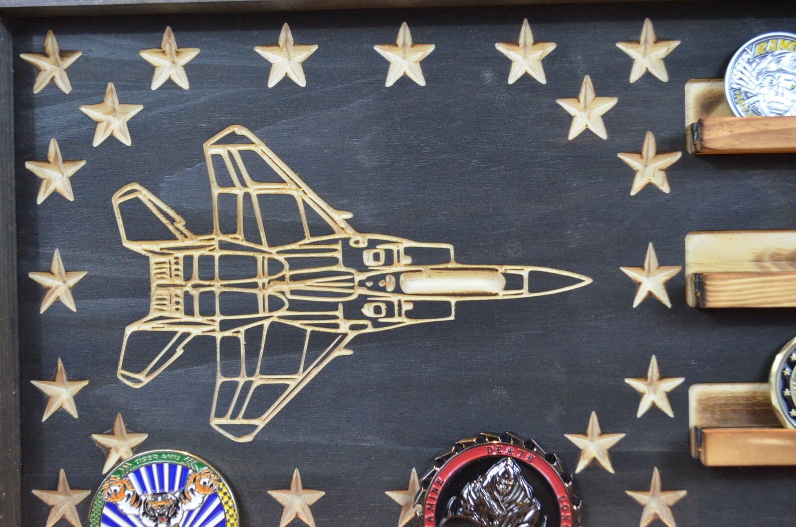 F-15 Airplane Challenge Coin Display Rack Holder - Rustic Air Force ...