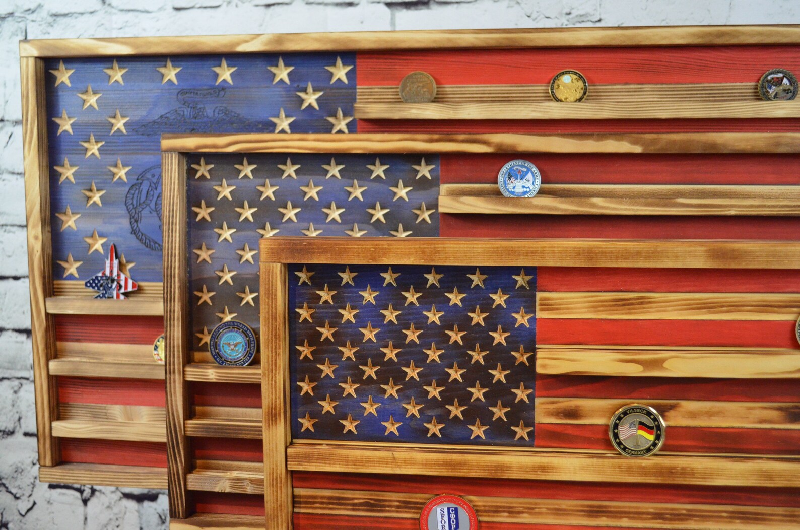 Challenge Coin Display Rack Holder Rustic American Flag - Etsy