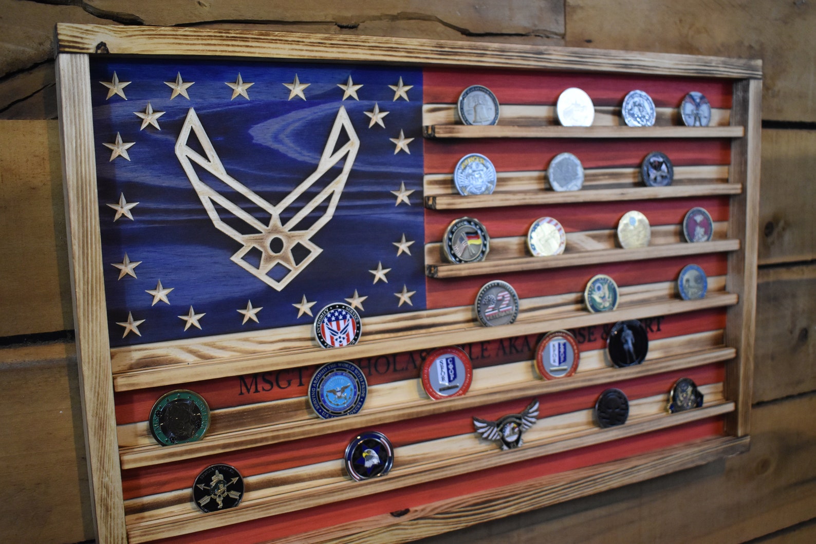 US Air Force Challenge Coin Display Rack Holder Rustic - Etsy