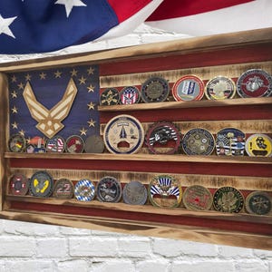 US Air Force Challenge Coin Display Rack Holder - Rustic Military ...