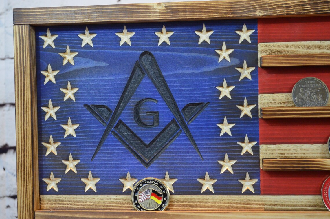 Free Mason Challenge Coin Display Rack Holder Rustic Free | Etsy