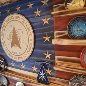Space Force Challenge Coin Display Rack Holder - Rustic Air Force Space ...