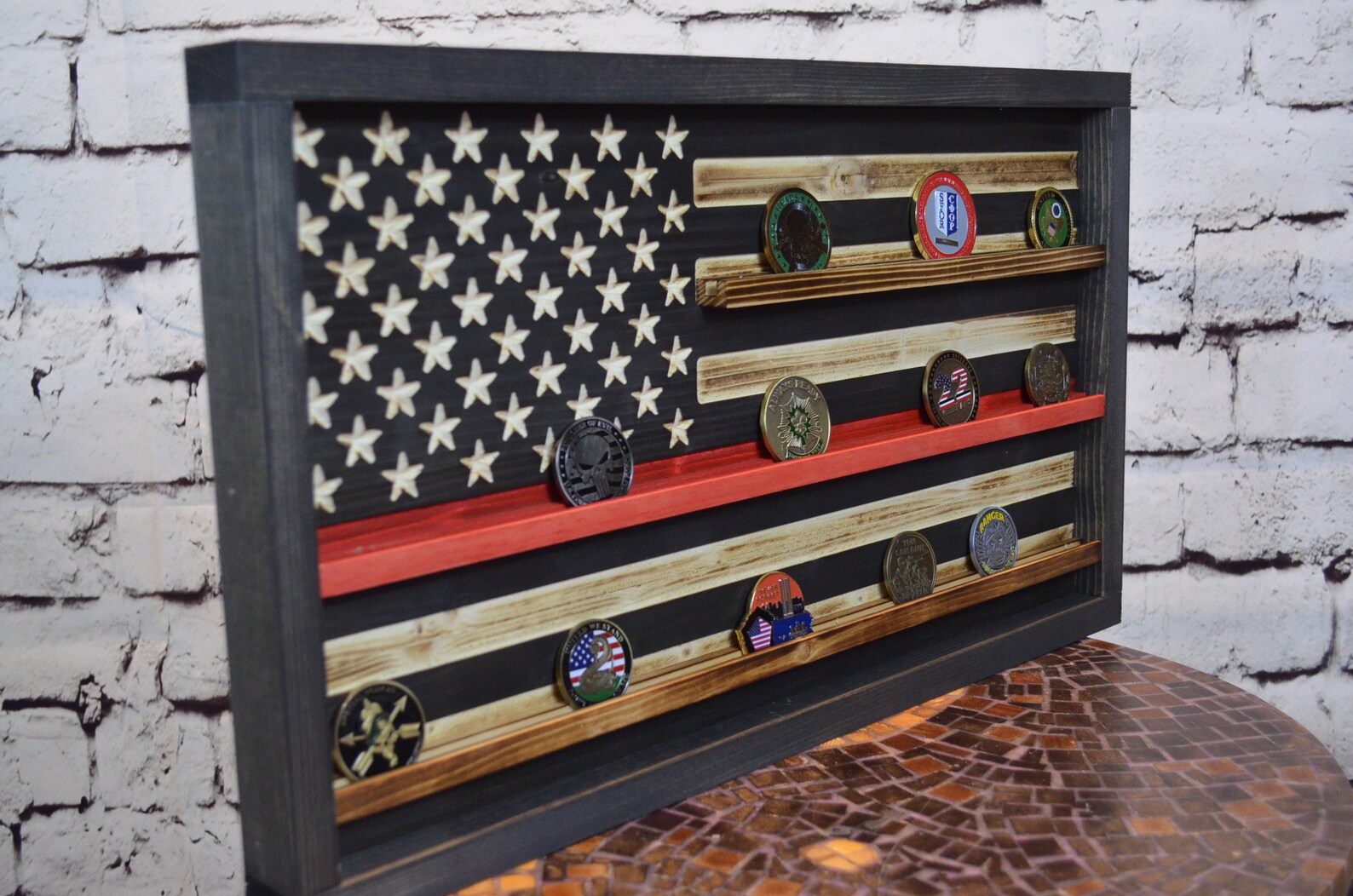 Custom Thin Red Line Coin Display Rack Holder Rustic - Etsy