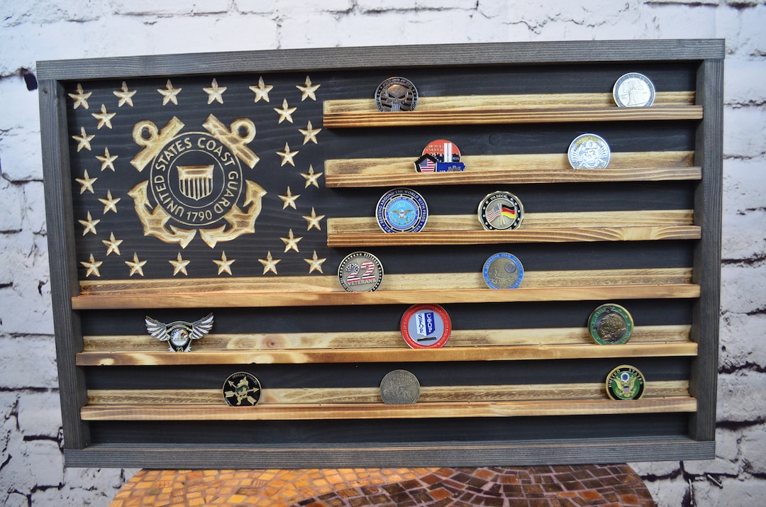 Buy US Coast Guard Challenge Coin Rack Holder - Rustic Coast Guard ...