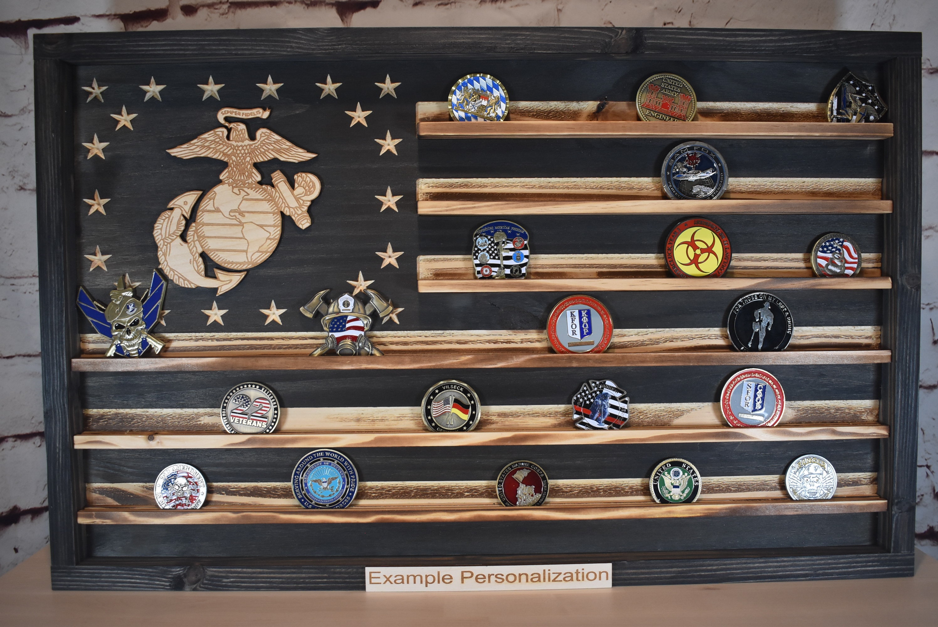 Marines Challenge Coin Display Rack Holder Rustic Marines | Etsy