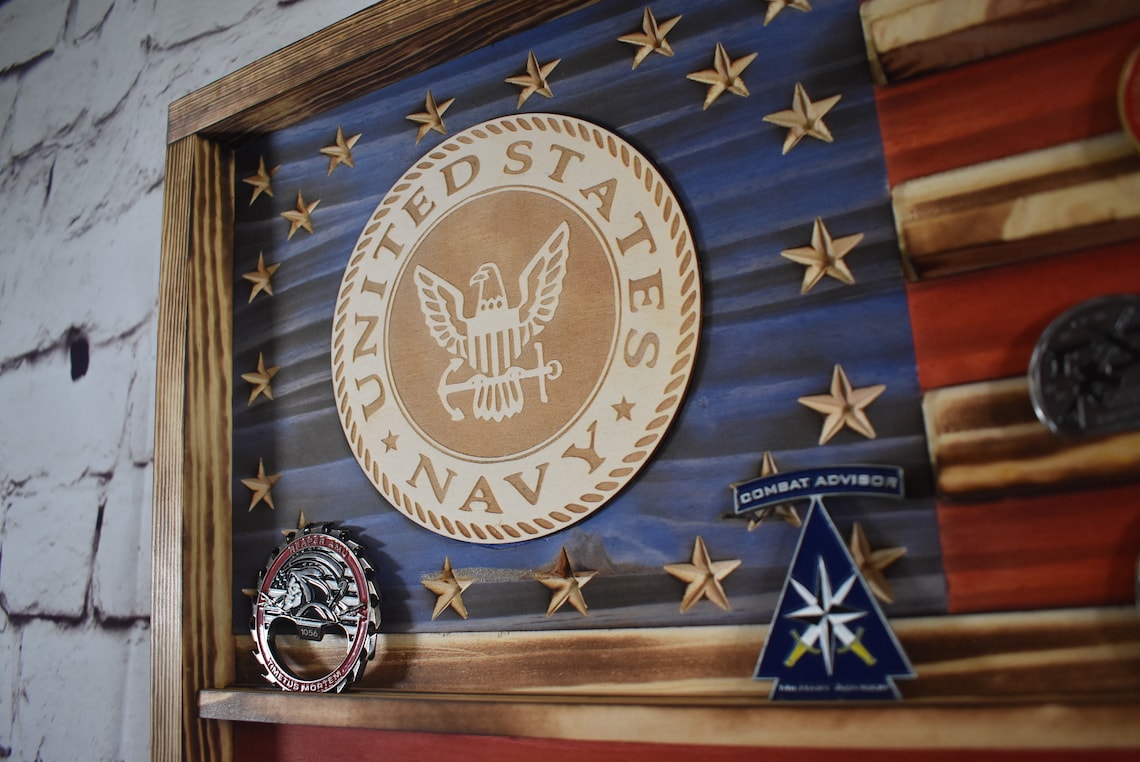 Navy Challenge Coin Display Rack Holder Rustic US Navy | Etsy