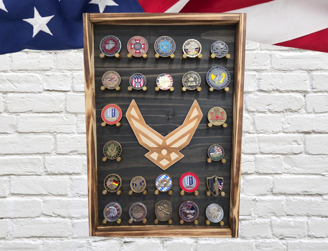 US Air Force Challenge Coin Display Rack Holder - Rustic 9mm Shell ...