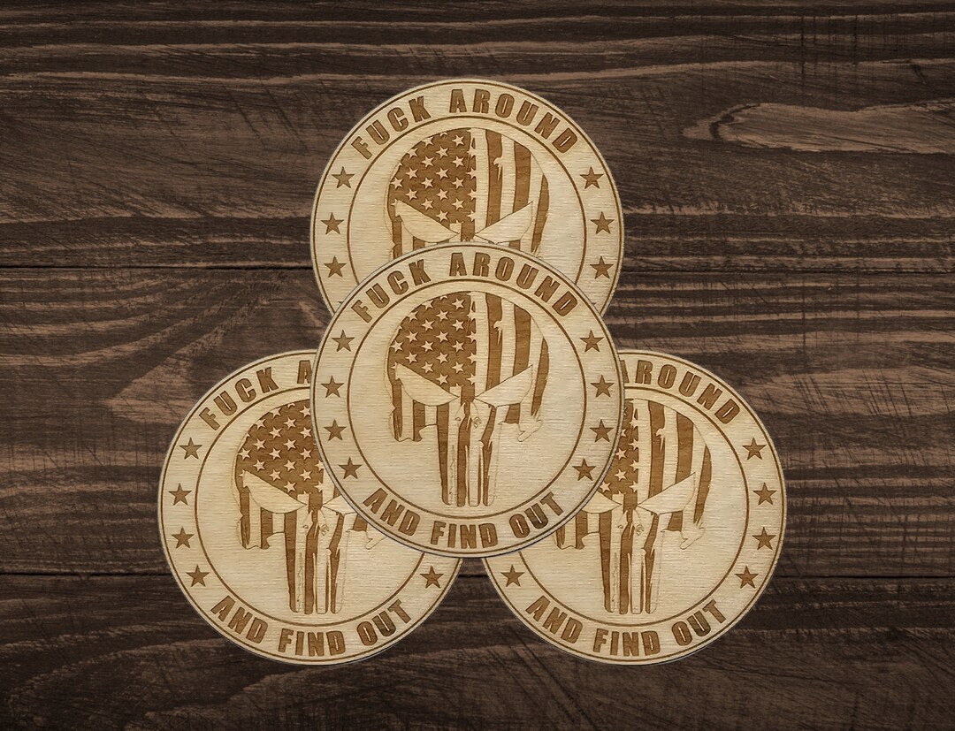 US Flag Punisher Skull FAAFO Coaster Set of 4, Custom Patriotic Fck ...