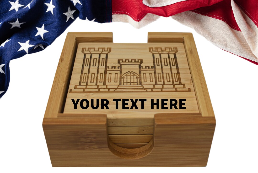 Personalized Combat Engineer Coaster Set of 4, Military Coaster Set ...