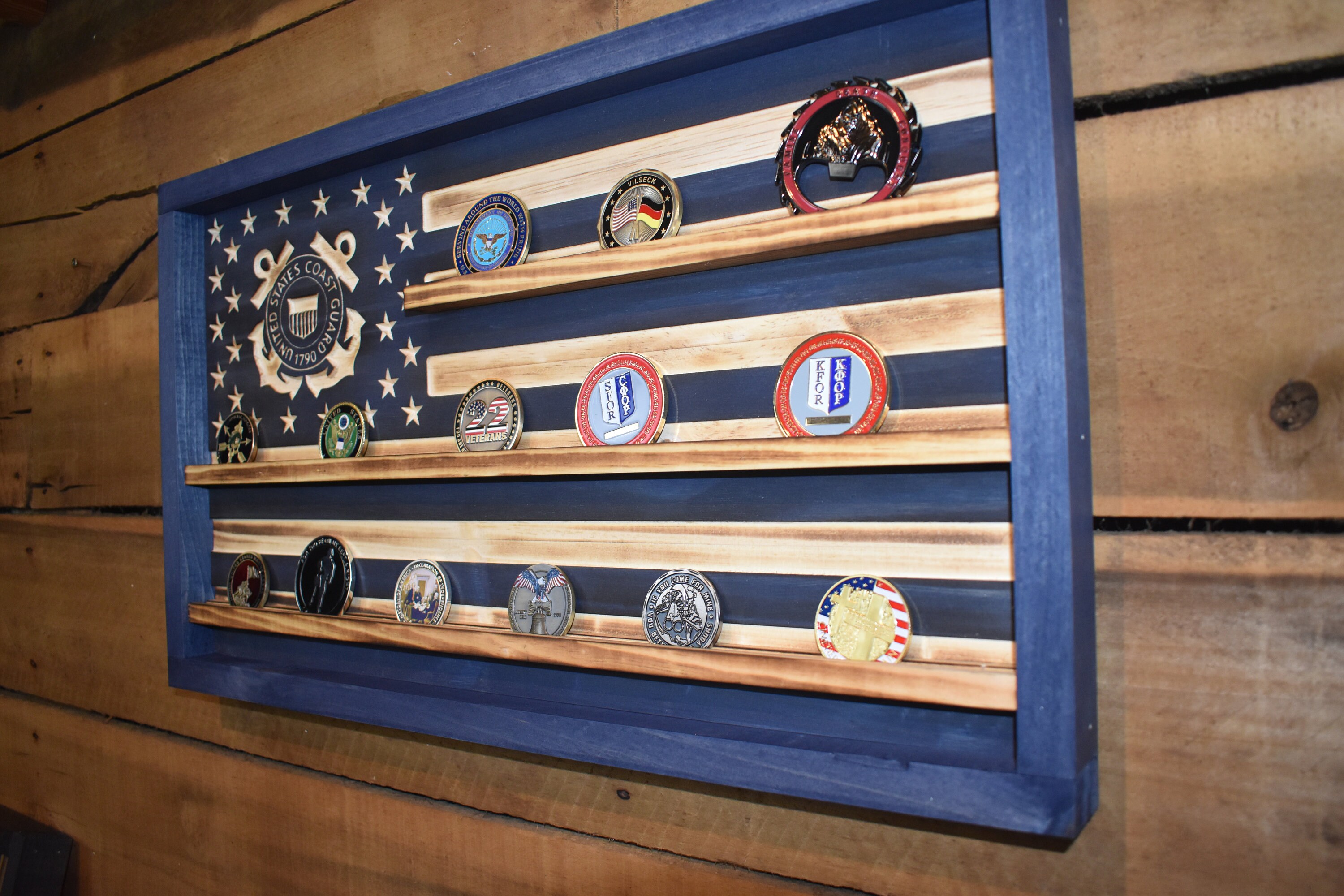 US Coast Guard Challenge Coin Display Rack Holder Navy Blue | Etsy