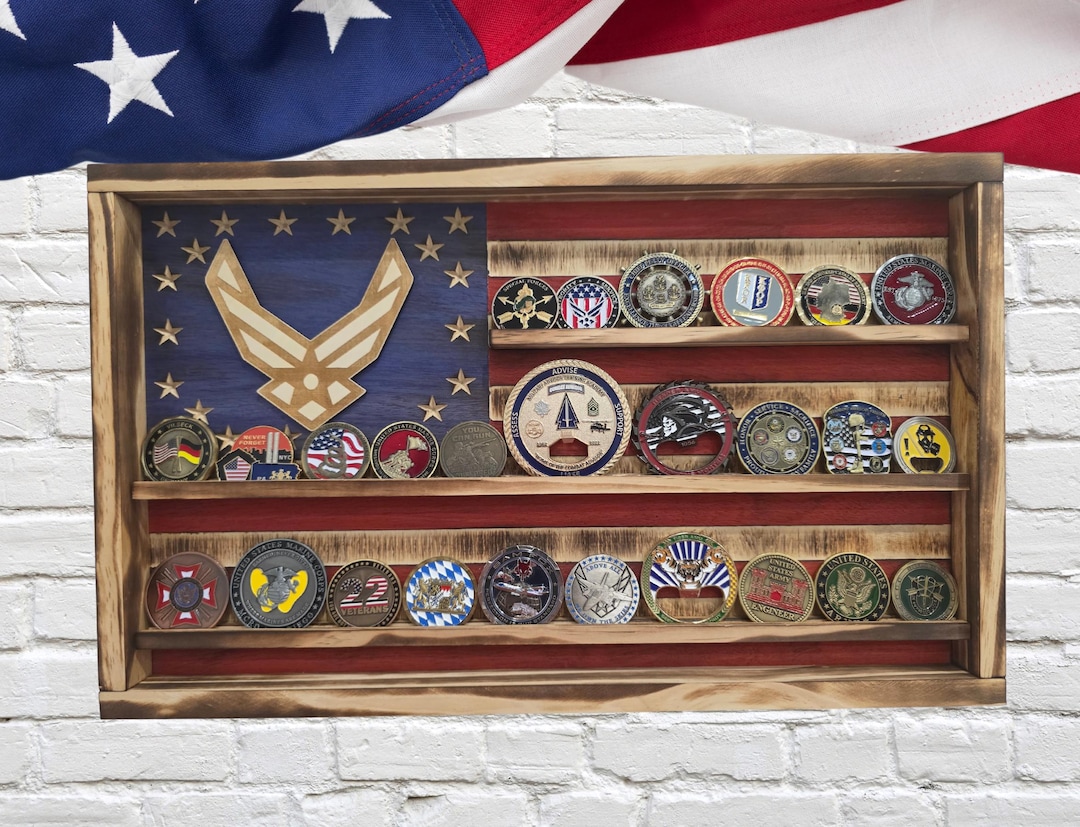 US Air Force Challenge Coin Display Rack Holder - Rustic Military ...