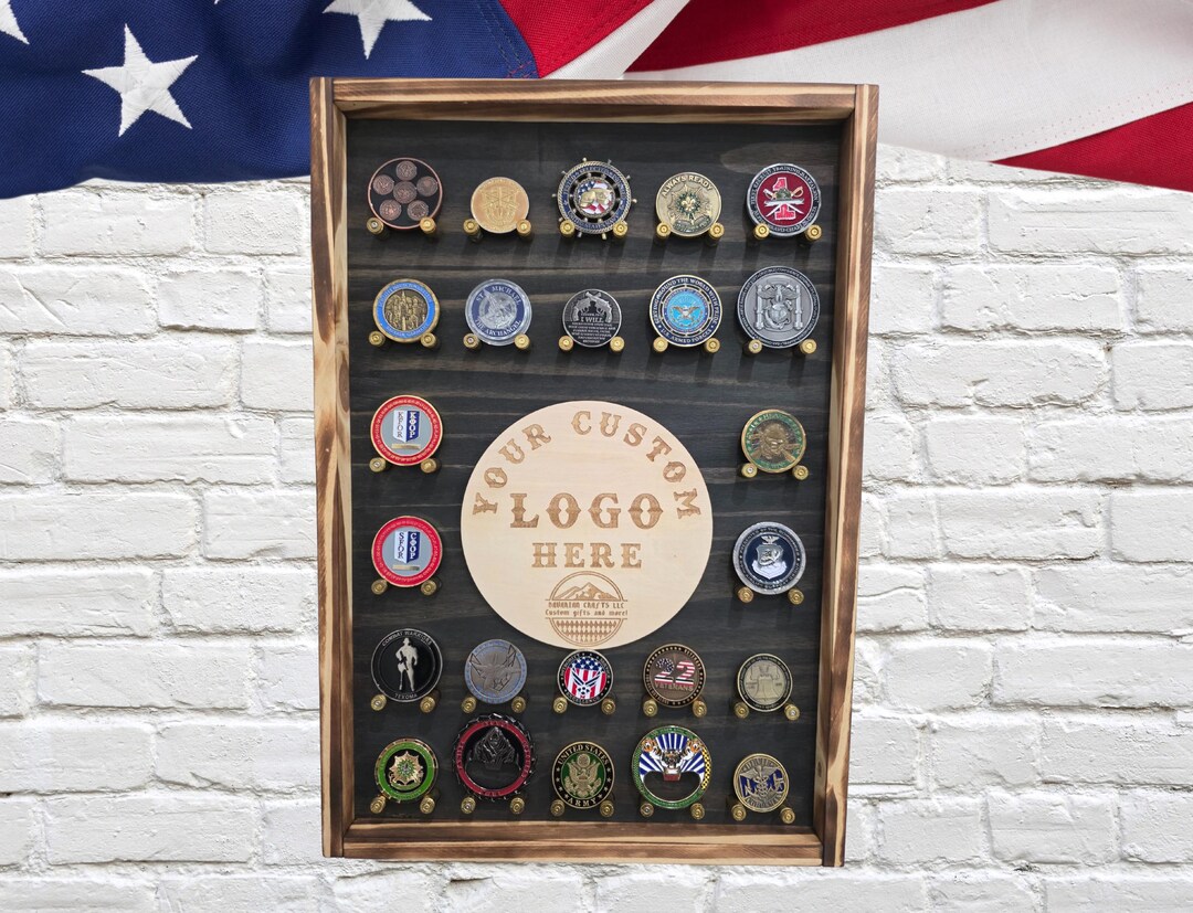 Custom Rustic Challenge Coin Display, Rustic 9mm Shell Casing Coin ...