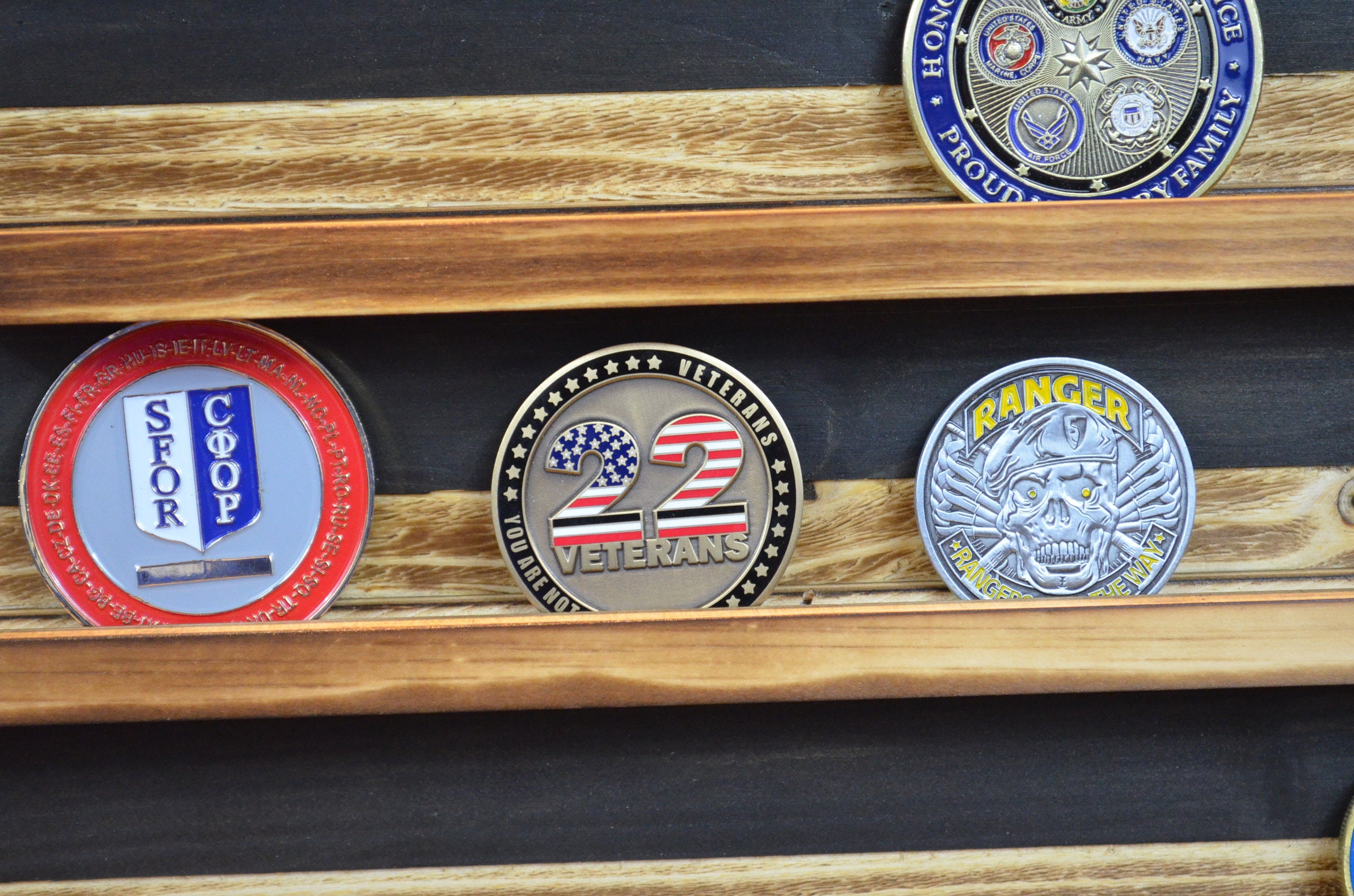 Airborne Challenge Coin Display Rack Holder Rustic American | Etsy