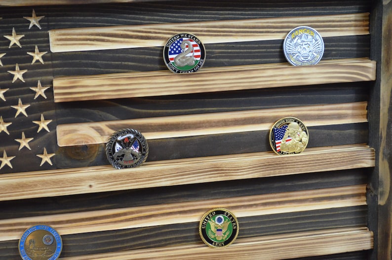Challenge Coin Display Rack Holder Rustic American Flag - Etsy