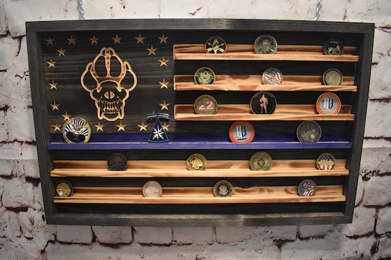 K-9 Thin Blue Line Coin Display Rack Holder Rustic Police | Etsy