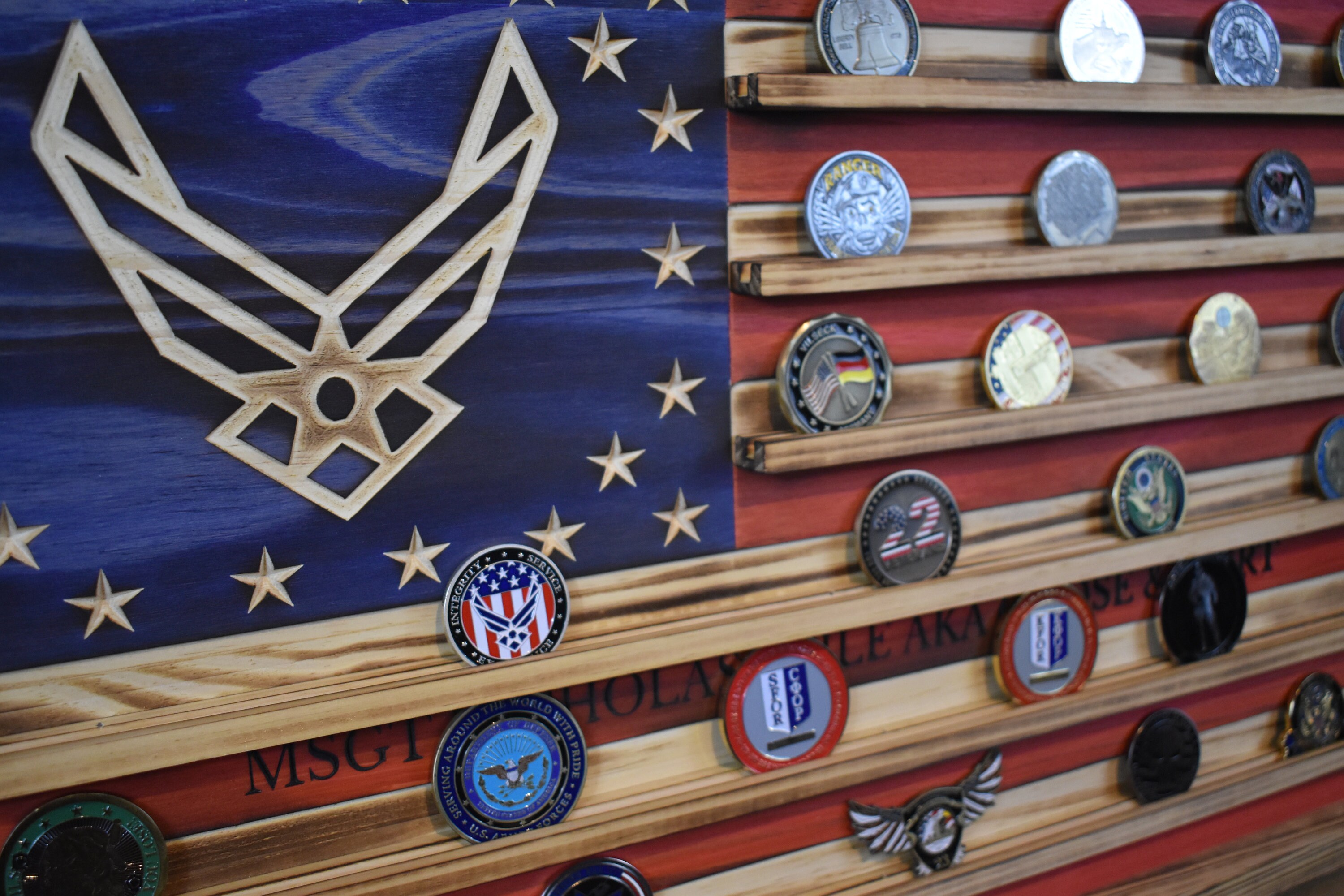 US Air Force Challenge Coin Display Rack Holder Rustic | Etsy