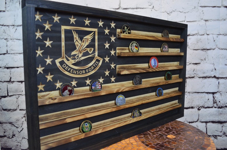 Air Force Defensor Fortis Coin Display Rack Holder Rustic - Etsy
