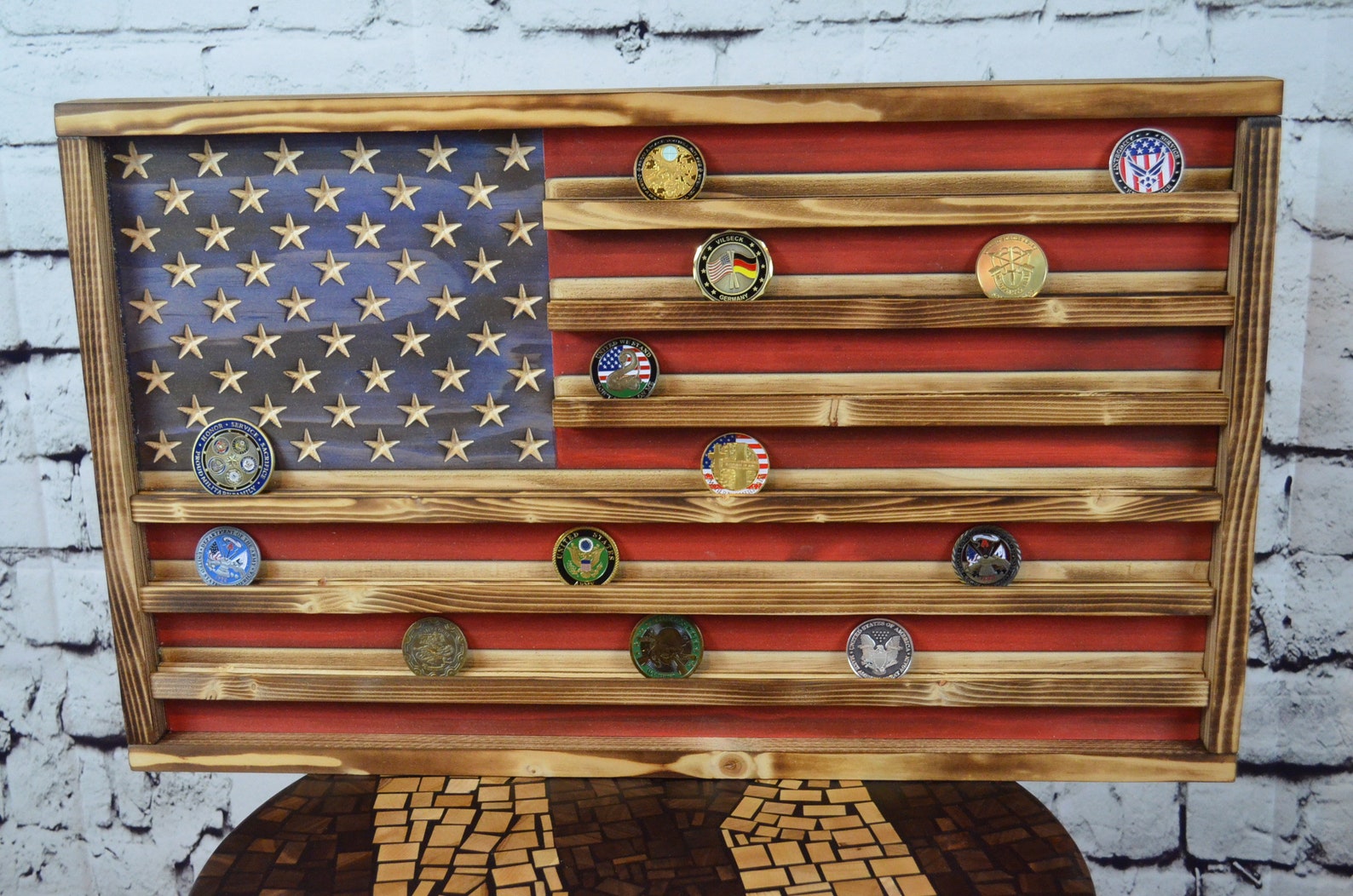 Custom Challenge Coin Display Rack Holder Rustic American - Etsy
