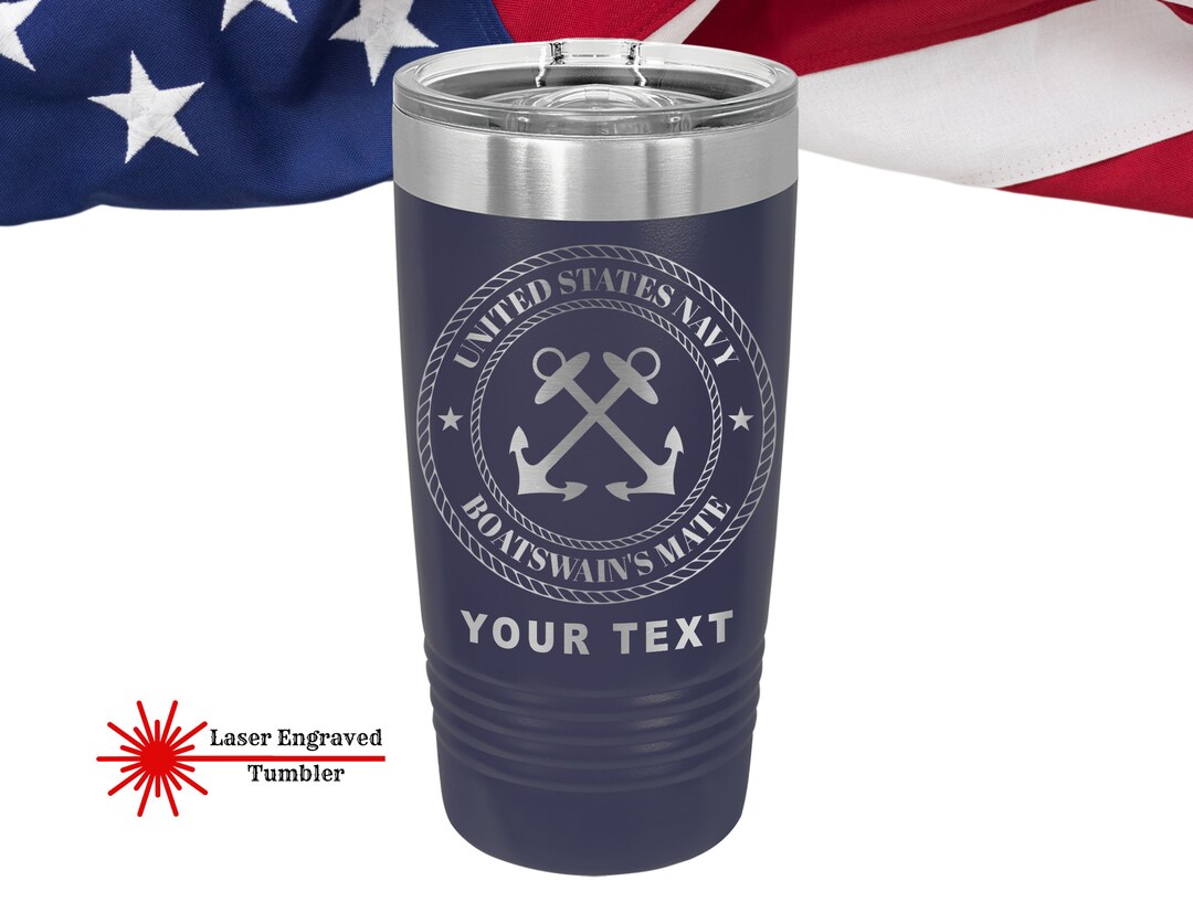 US Navy Boatswain's Mate BM Mos Insignia Tumbler, Personalized Laser ...