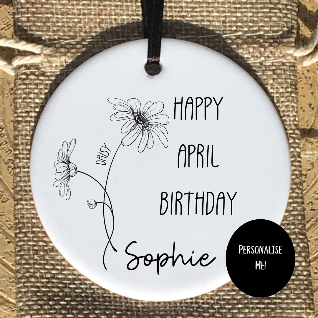 Personalized April Birth Flower Ceramic Ornament: Daisy Keepsake - Etsy