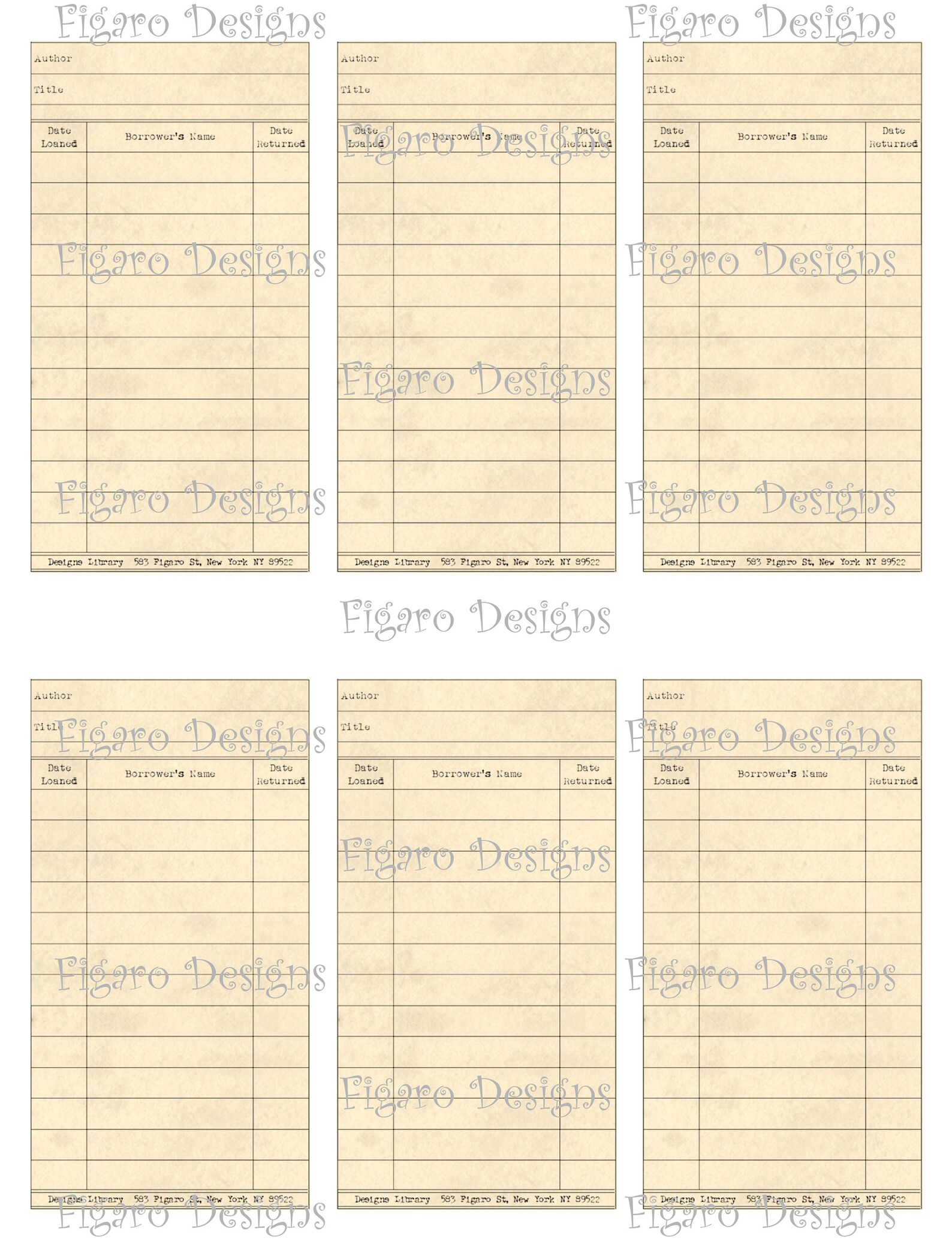 Vintage Library Cards Digital Ephemera Printable Junk - Etsy