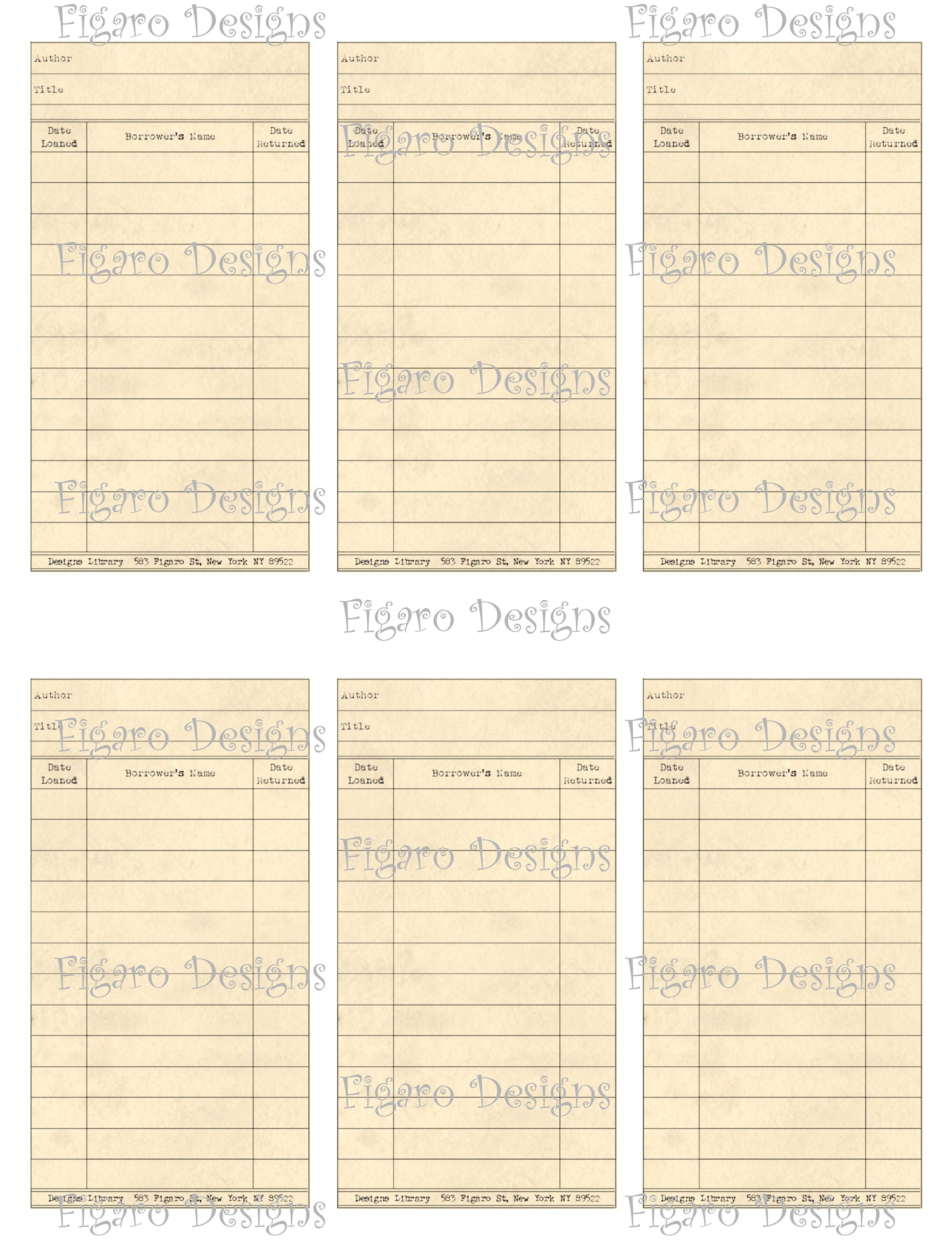 Vintage Library Cards Digital Ephemera Printable Junk - Etsy