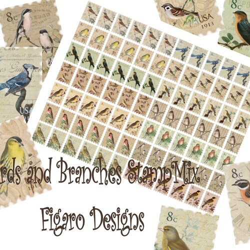 Vintage Birds Ephemera Cards Printable Junk Journal Ephemera - Etsy